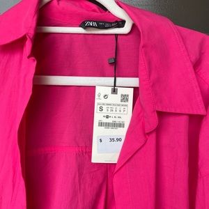 Zara | Tops | Nwt Zara Pink Poplin Shirt | Poshmark